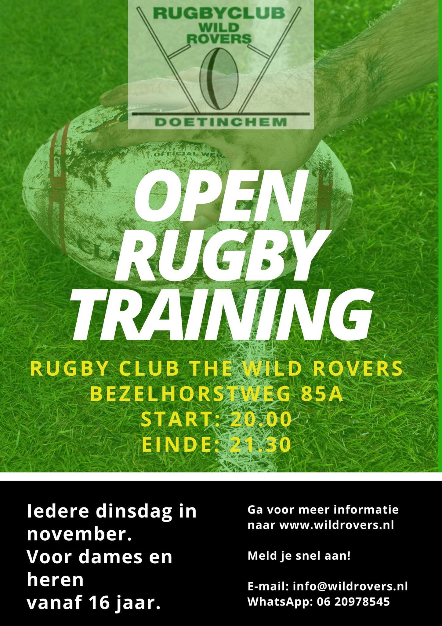 November: open rugbytrainingen! - Rugbyclub The Wild Rovers